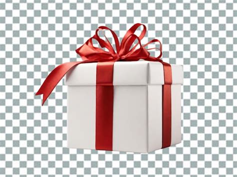 Premium Psd Large Rectangular White T Box With A Red Ribbon Bow