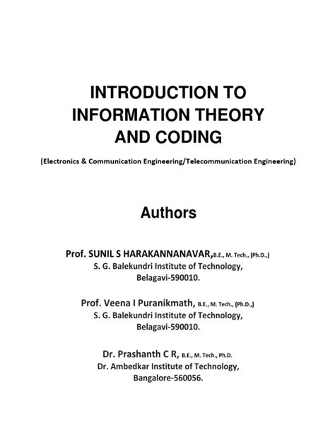 Information Theory And Coding Full Book Pdf Information Code