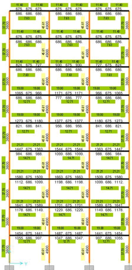 Actual Longitudinal Reinforcement Areas For Benchmarking