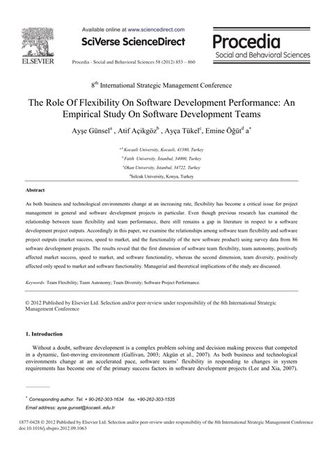 Pdf The Role Of Flexibility On Software Development Performance An
