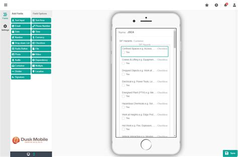 SaaS Form Builder Field Service Management App Dusk Mobile