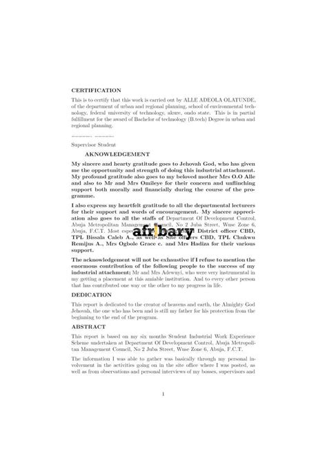 Siwes I T Report Undertaken At The Department Of Development Control