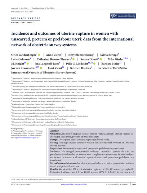 Incidence And Outcomes Of Uterine Rupture In Women With Unscarred