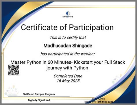 Learned Python Basics And Full Stack Integration At Skillected Webinar