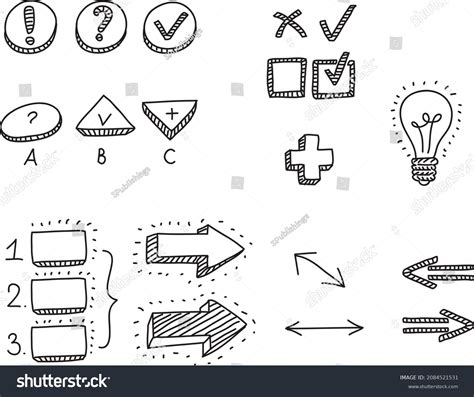 Flowchart Design Elements Sketchy Handdrawn Vector Stock Vector Royalty Free 2084521531
