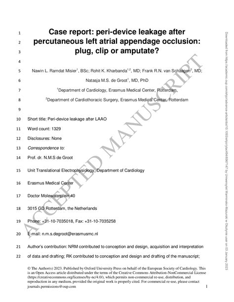 Pdf Case Report Peri Device Leakage After Percutaneous Left Atrial