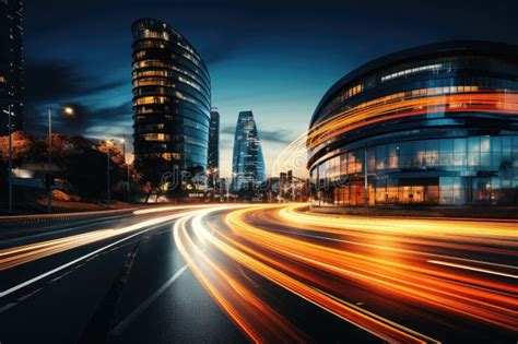 Abstract Night Cityscape Background Smart City Ai And Digital Transformation Concept Stock