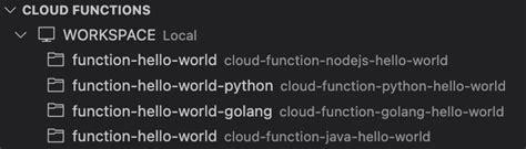 Manage Functions In Vs Code Workspace Cloud Code For Vs Code Google Cloud