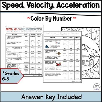 Speed Velocity And Acceleration Color By Number Activity TPT