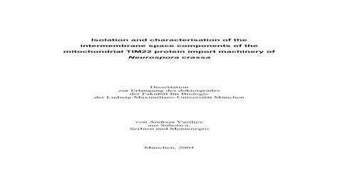 Pdf Isolation And Characterisation Of The Intermembrane · Isolation And Characterisation Of