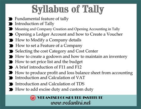 tally computer course syllabus duration fees salary
