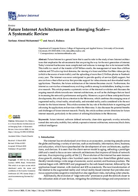 Pdf Future Internet Architectures On An Emerging Scale—a Systematic