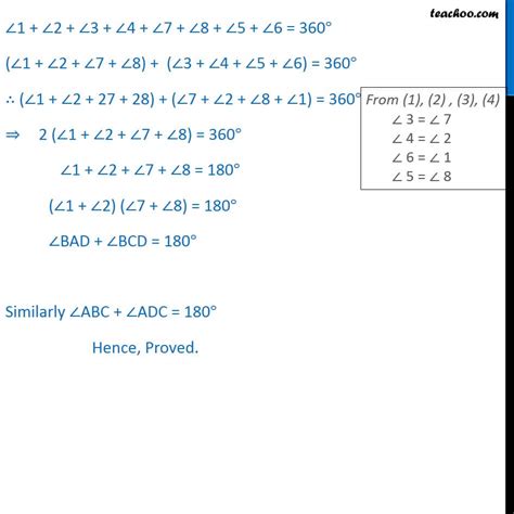 Theorem 1011 Sum Of Opposite Angles In Cyclic Quadrilateral Is 180