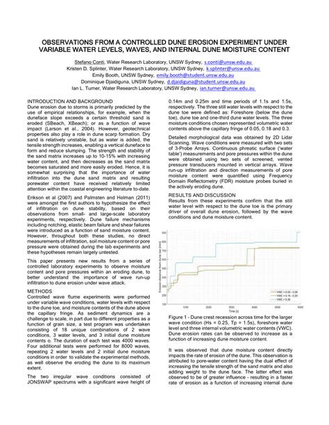 Pdf Observations From A Controlled Dune Erosion Experiment Under Variable Water Levels Waves