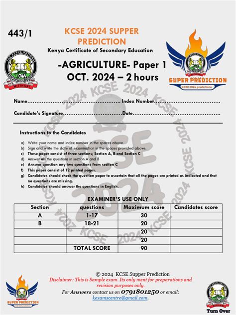 Kcse 2025 Supper Predictions Agr Pp1 Pdf Farms Agriculture