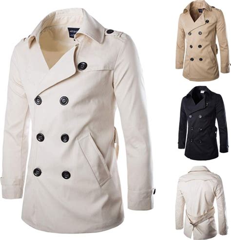 Qulvyushangmaobu Mens Beige Stone Traditional Double Breasted Long