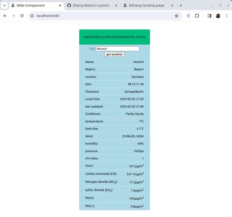GitHub Zheng Bote Rz Weather A VUE Web Component For Weather Environment Data