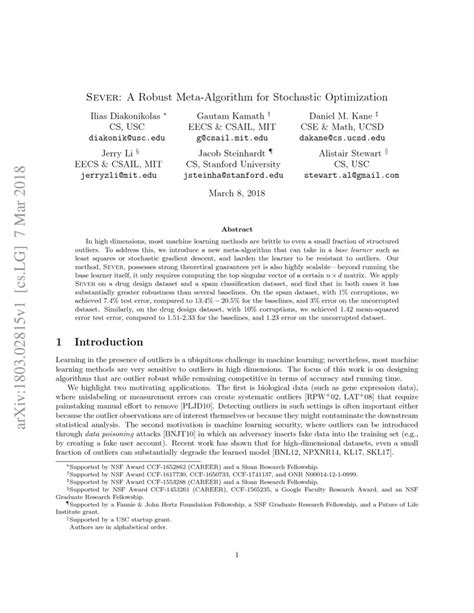 Sever A Robust Meta Algorithm For Stochastic Optimization Deepai