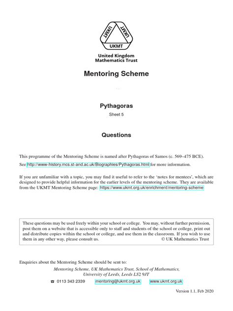 Pythagoras 5 Questions Pdf Triangle Mathematics