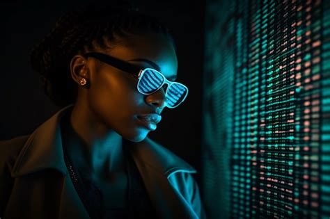 Premium Photo African American Black Woman Coder Programmer Using Computer For Coding Screen