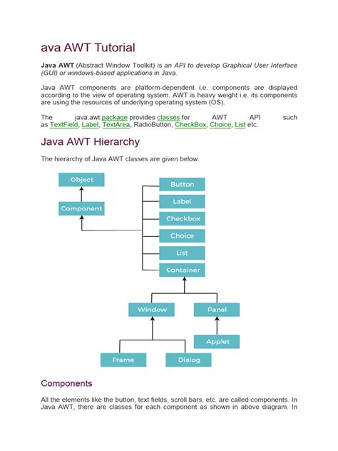 Ava Awt Tutorial Pdf Graphical User Interfaces System Software