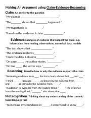 Developing Strong Arguments with Claim-Evidence-Reasoning: How | Course Hero