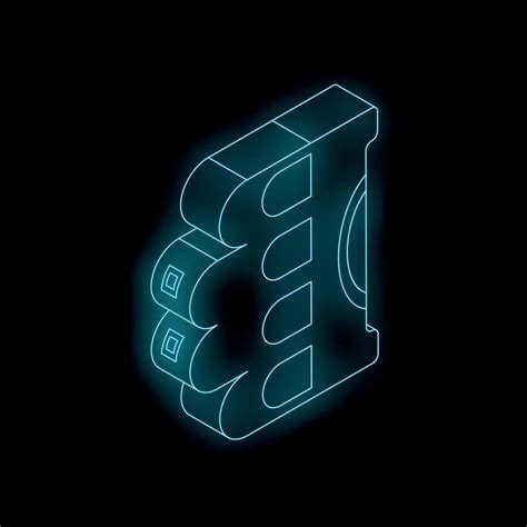 Glowing Neon Blue Database Icon Isolated On Black Background Servers