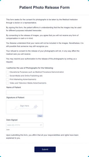 Social Media Photo Release Form Template Jotform