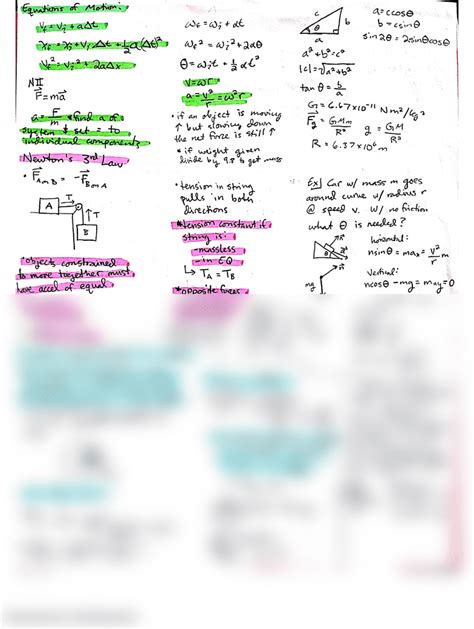 PHYSICS Midterm Exam Formula Study Guide And Problem Types To Study OneClass