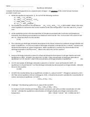 Mastering Equilibrium Constants: Essential Worksheet Guide | Course Hero
