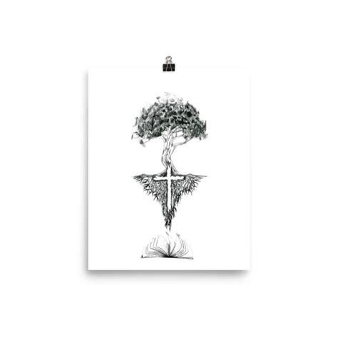 Tree Of Life With Open Bible Christian Wall Art Minimalist Faith Poster Inspirational Scripture