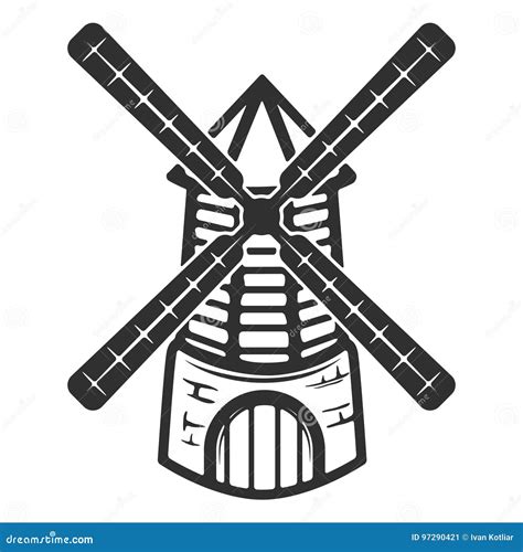 Windmil Sketch Drawing Windmill Line Art Windmill Illustrattion Stock