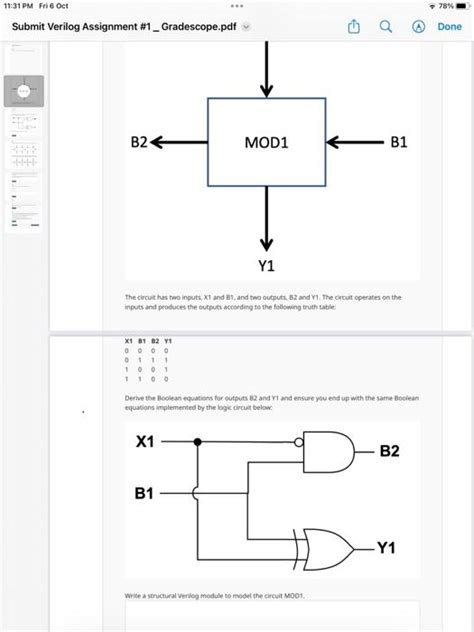 Solved The Circuit Has Two Inputs X1 And Bs And Two