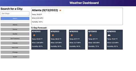 GitHub TorySnopl Weather Dashboard Weather Dashboard With Dynamically Updated HTML And CSS