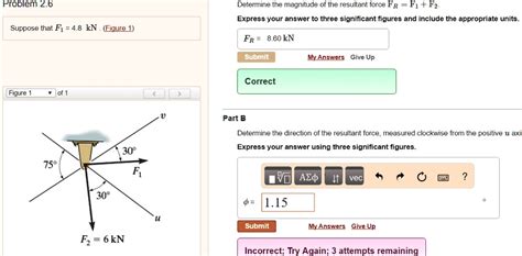 Solved Suppose That F1 4 8 Kn Figure 1 Determine The Direction Of The Resultant Force