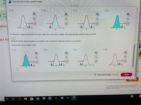 solved for a t curve with df 42 find each t value in