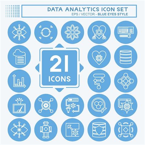 Data Analytics Icon Set Suitable For Data Analytics Symbol Blue Eyes