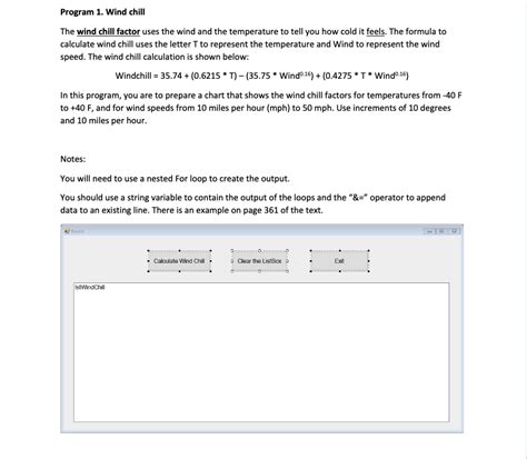 Solved Program 1 Wind Chill The Wind Chill Factor Uses The