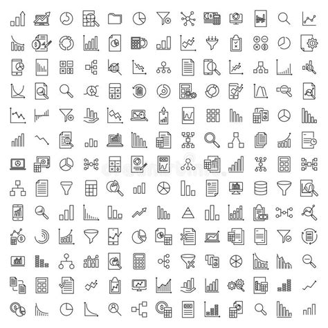 Modern Outline Style Analytic Icons Collection Stock Vector Illustration Of Element Chart