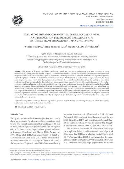 Pdf Exploring Dynamic Capabilities Intellectual Capital And Innovation Performance