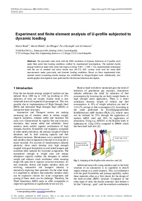 Pdf Experiment And Finite Element Analysis Of U Profile Subjected To