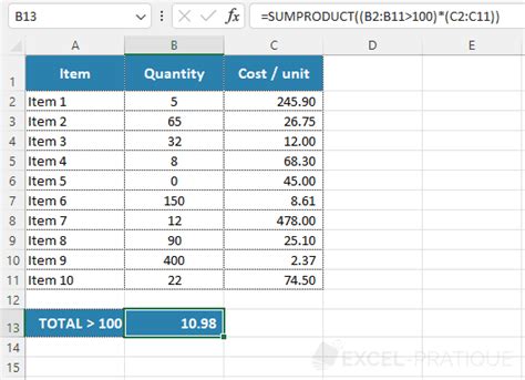 Excel Function Sumproduct