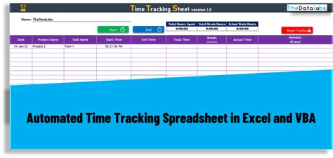 Time Tracking Sheet In Excel And Vba Thedatalabs