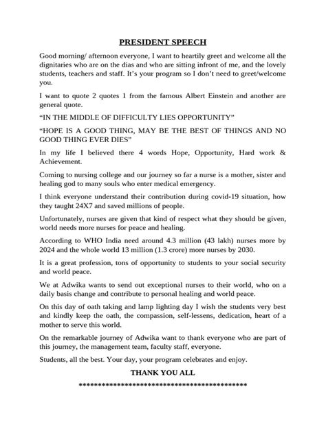 President Speech Pdf
