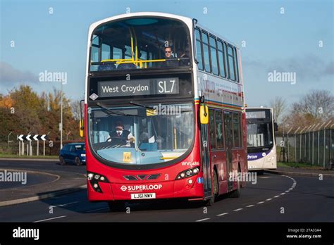 Superloop Bus On The Sl7 Route To West Croydon Passing London Heathrow Airport Uk Transport