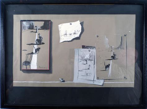 Jose Manuel Capuletti Untitled A Surrealist Mixed Media Art On Paper By Spanish José Manuel