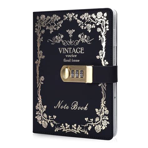 Arrlsdb Digital Password Lock Diary Pu Leather Journal With