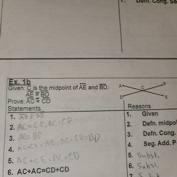 Answered Ex B Given C Is The Midpoint Of AE And BD BD CD AE Prove AC Statements AEBD