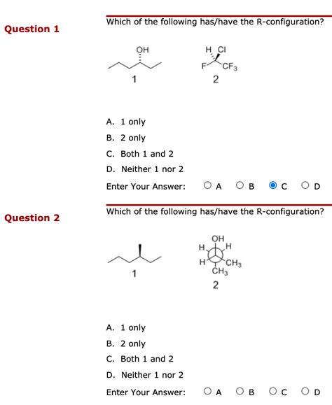 Solved Which Of The Following Hashave The R Configuration