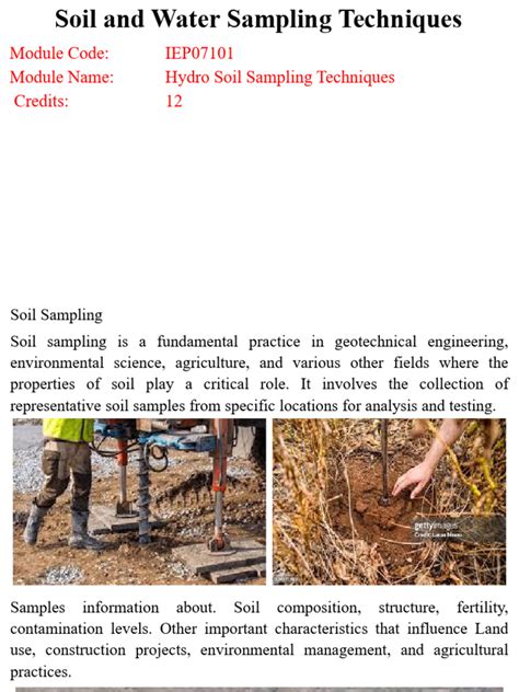 Soil Sampling Techniques Overview Pdf Soil Earth Sciences